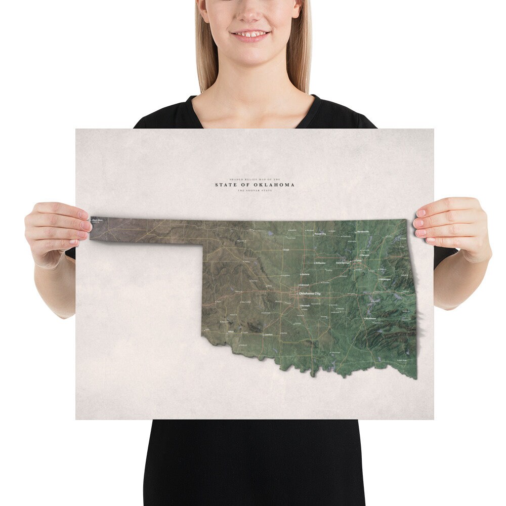 Oklahoma State Map Poster - Etsy