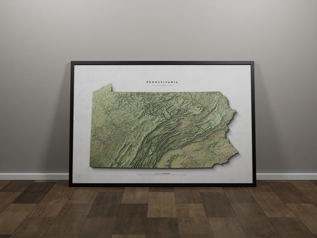 Pennsylvania Topographic Map Map of Pennsylvania - Etsy