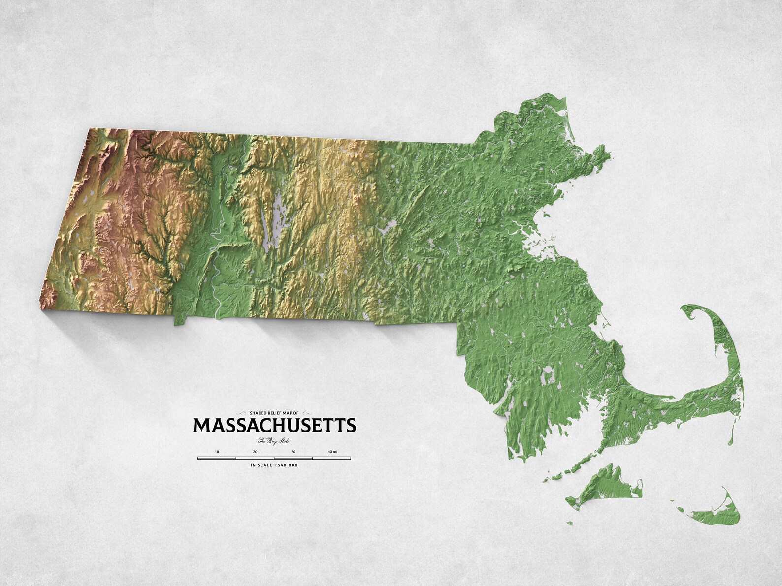 Massachusetts Map Poster 3 Options - Etsy