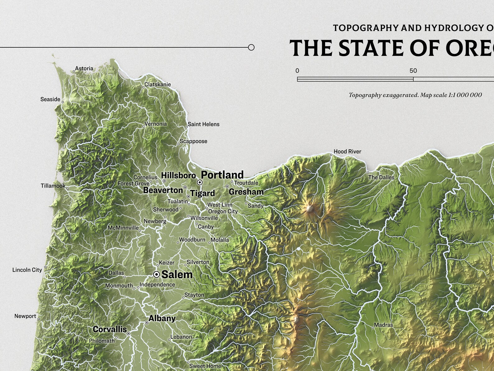 Exquisite Oregon Map Poster Topography and Hydrology Unveiled - Etsy
