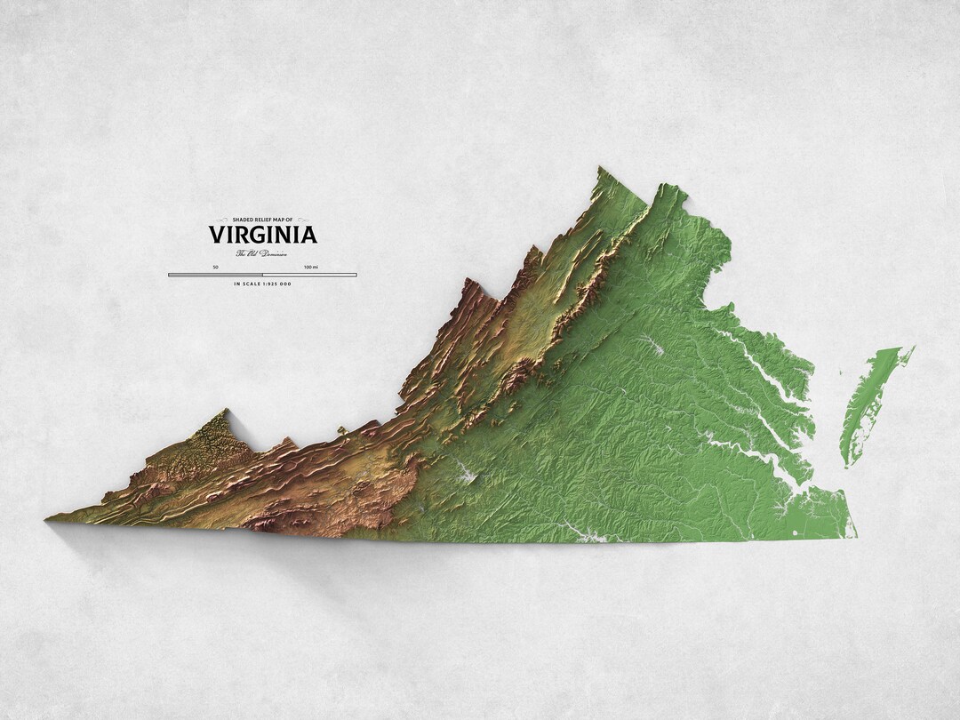 Virginia Map Poster 3 Options - Etsy