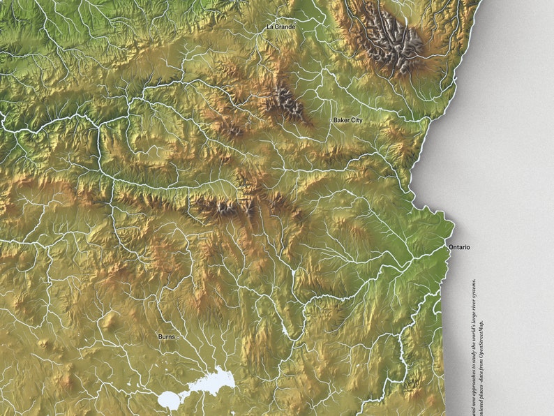 Exquisite Oregon Map Poster Topography and Hydrology Unveiled - Etsy