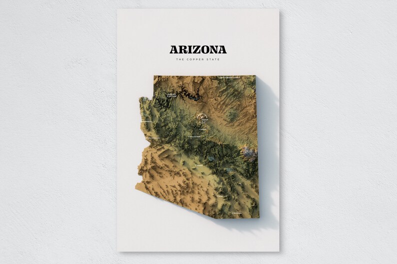Arizona Arizona Map Arizona Poster Arizona Map Art Arizona - Etsy
