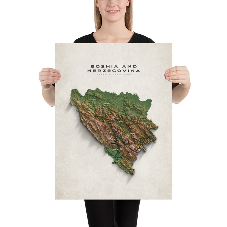 Bosnia Poster, Bosnia Map, Bosnia Wall Decor, Bosnia Map Poster, Map Poster - Etsy