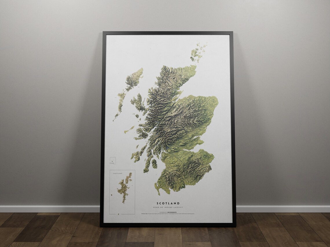 Scotland Topographic Map, Map of Scotland, Scotland Decor, Scotland ...