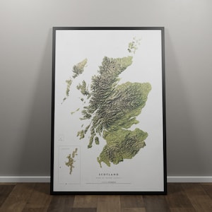 Scotland Topographic Map, Map of Scotland, Scotland Decor, Scotland ...