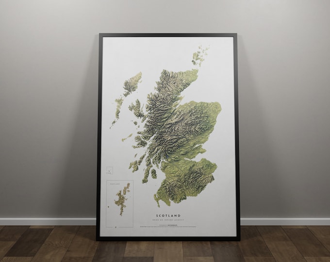 Scotland Topographic Map, Map of Scotland, Scotland Decor, Scotland ...