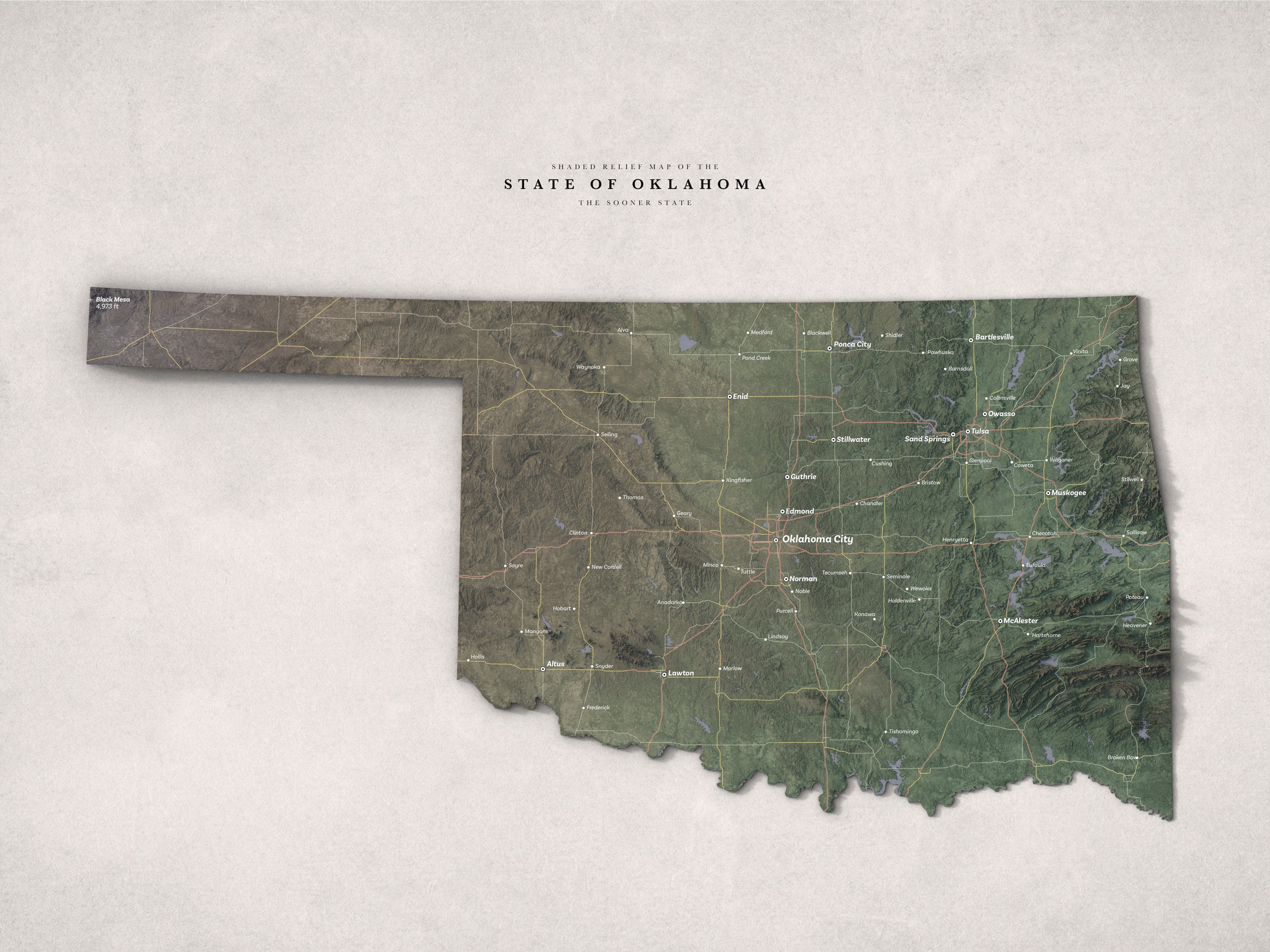 Oklahoma State Map Poster - Etsy
