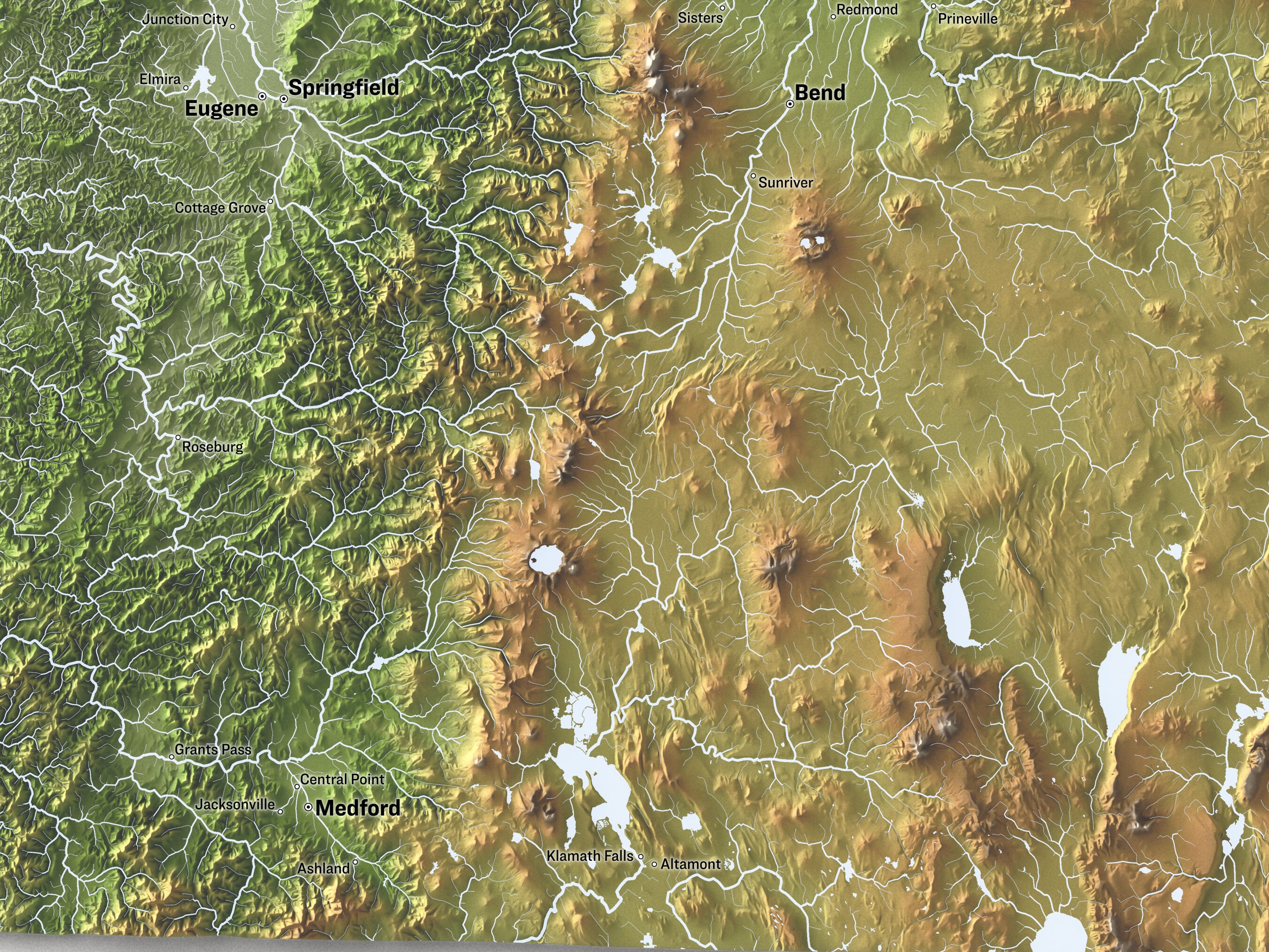 Exquisite Oregon Map Poster Topography and Hydrology Unveiled - Etsy