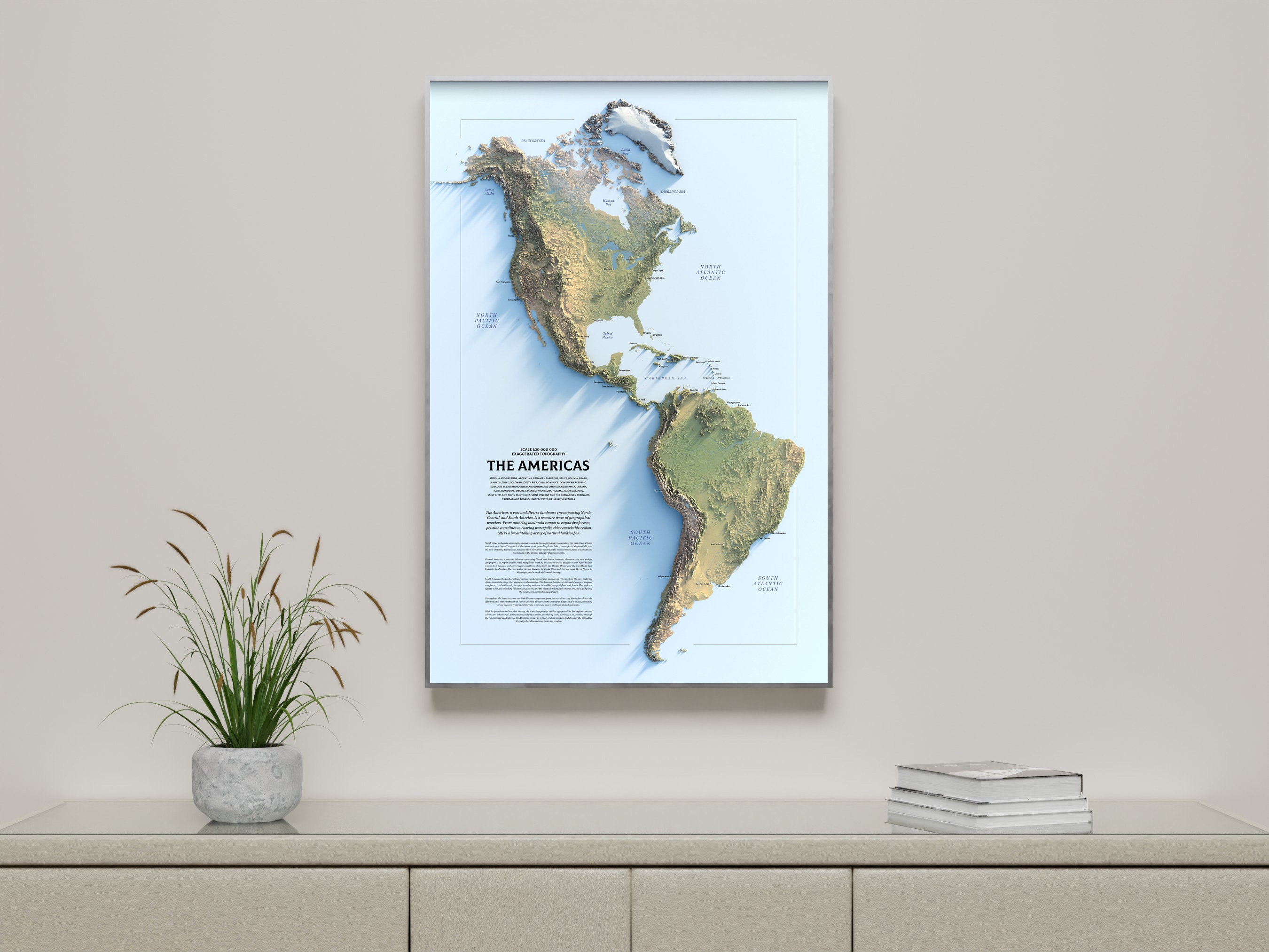 Vibrant Horizons: the Americas Shaded Relief Map Poster - Etsy