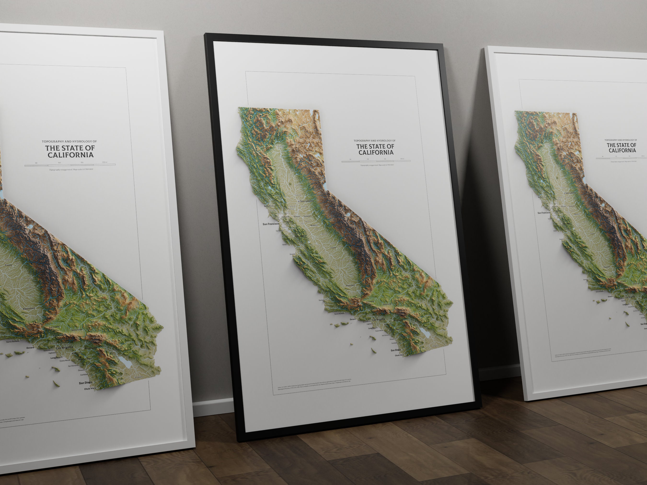 Exquisite California Map Poster Topography and Hydrology Unveiled - Etsy