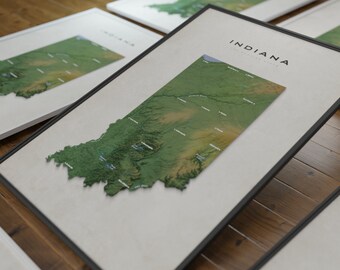 Indiana Map Art - Etsy