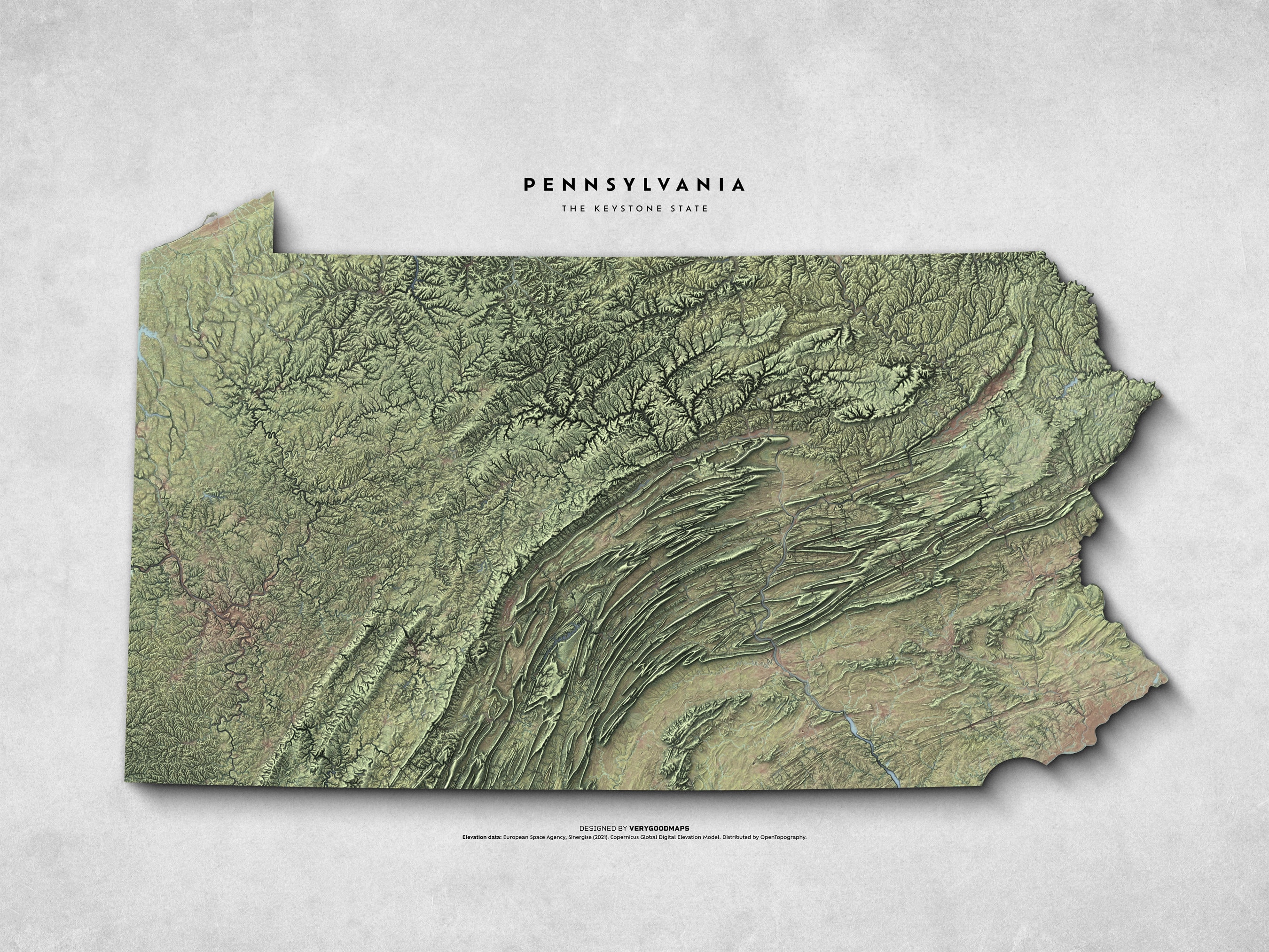 Pennsylvania Topographic Map Map of Pennsylvania - Etsy