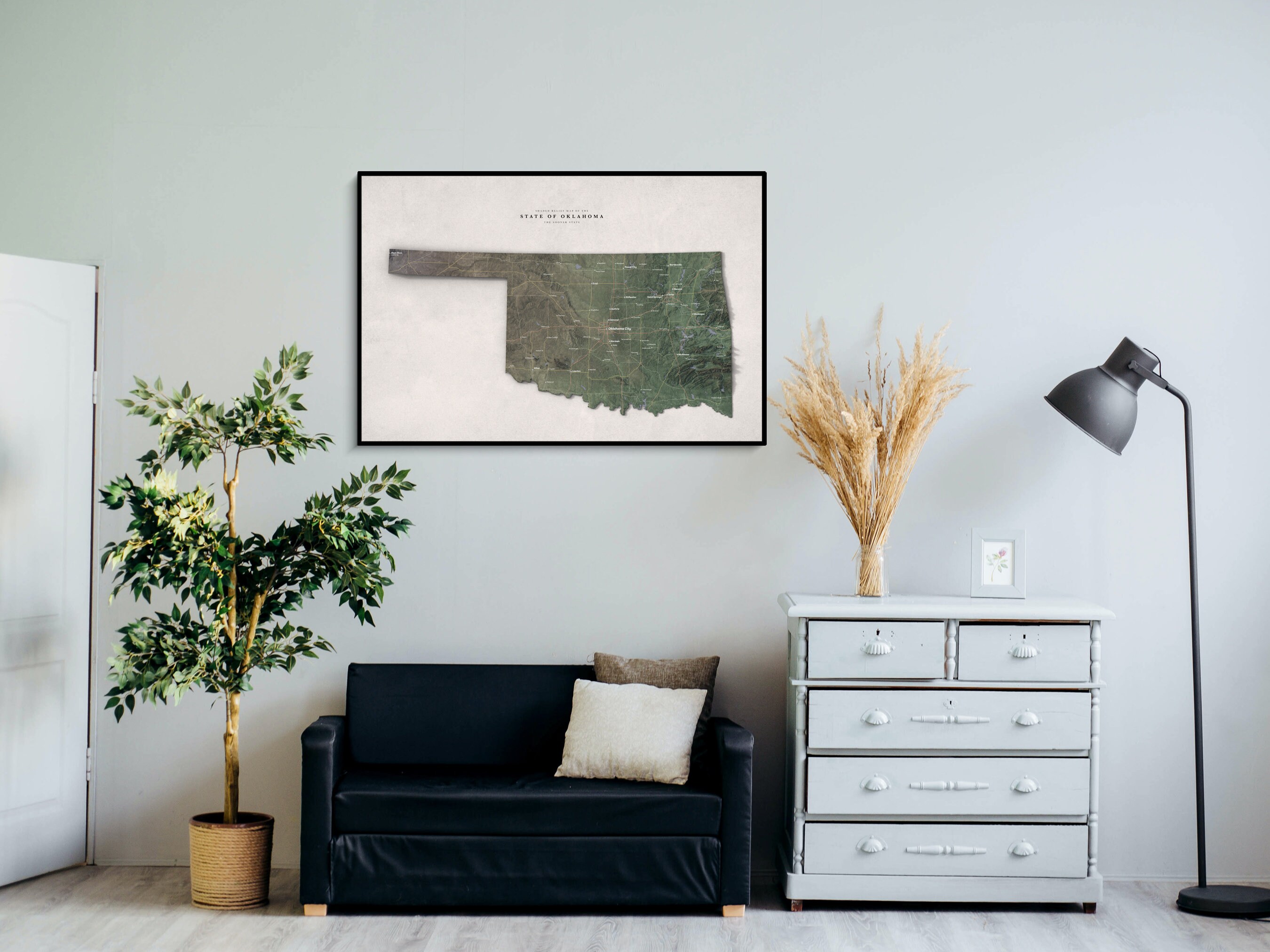 Oklahoma State Map Poster - Etsy