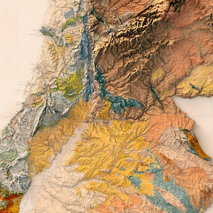 Vintage Geological Map of Portugal 1899 Enhanced With Shaded Relief - Etsy