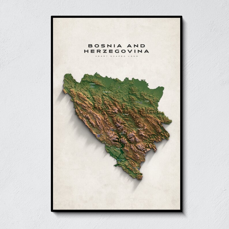 Bosnia Poster, Bosnia Map, Bosnia Wall Decor, Bosnia Map Poster, Map Poster - Etsy