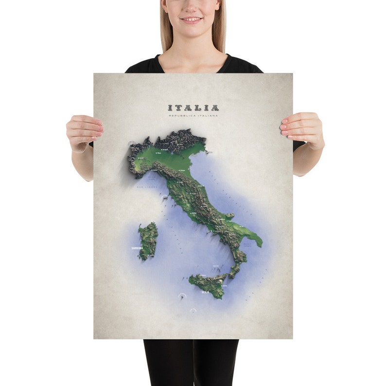Italy Poster Italy Map Italy Wall Decor Italy Map Poster - Etsy