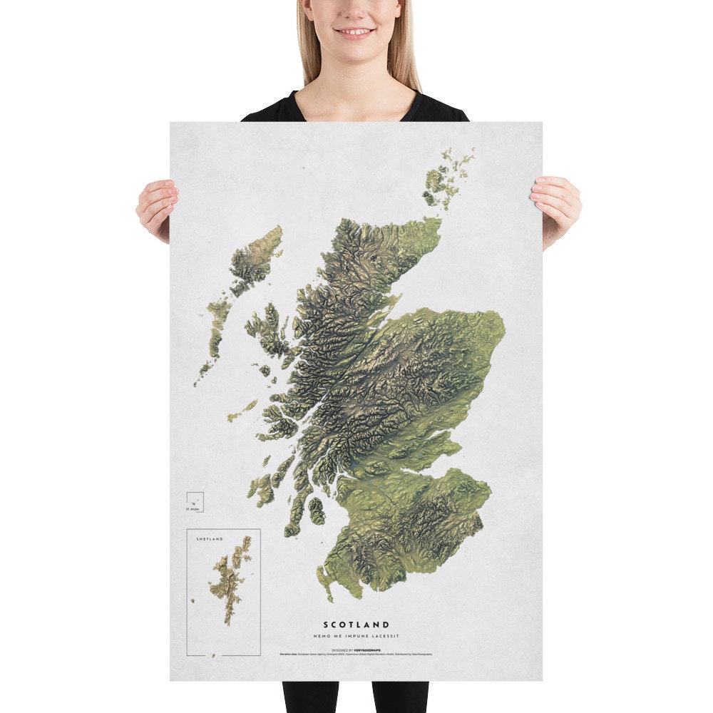 Scotland Topographic Map, Map of Scotland, Scotland Decor, Scotland ...