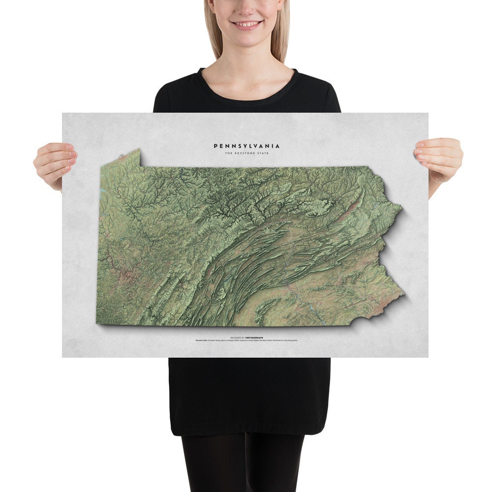 Pennsylvania Topographic Map Map of Pennsylvania - Etsy