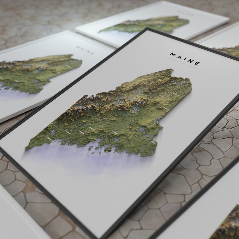 Maine Map Art - Etsy