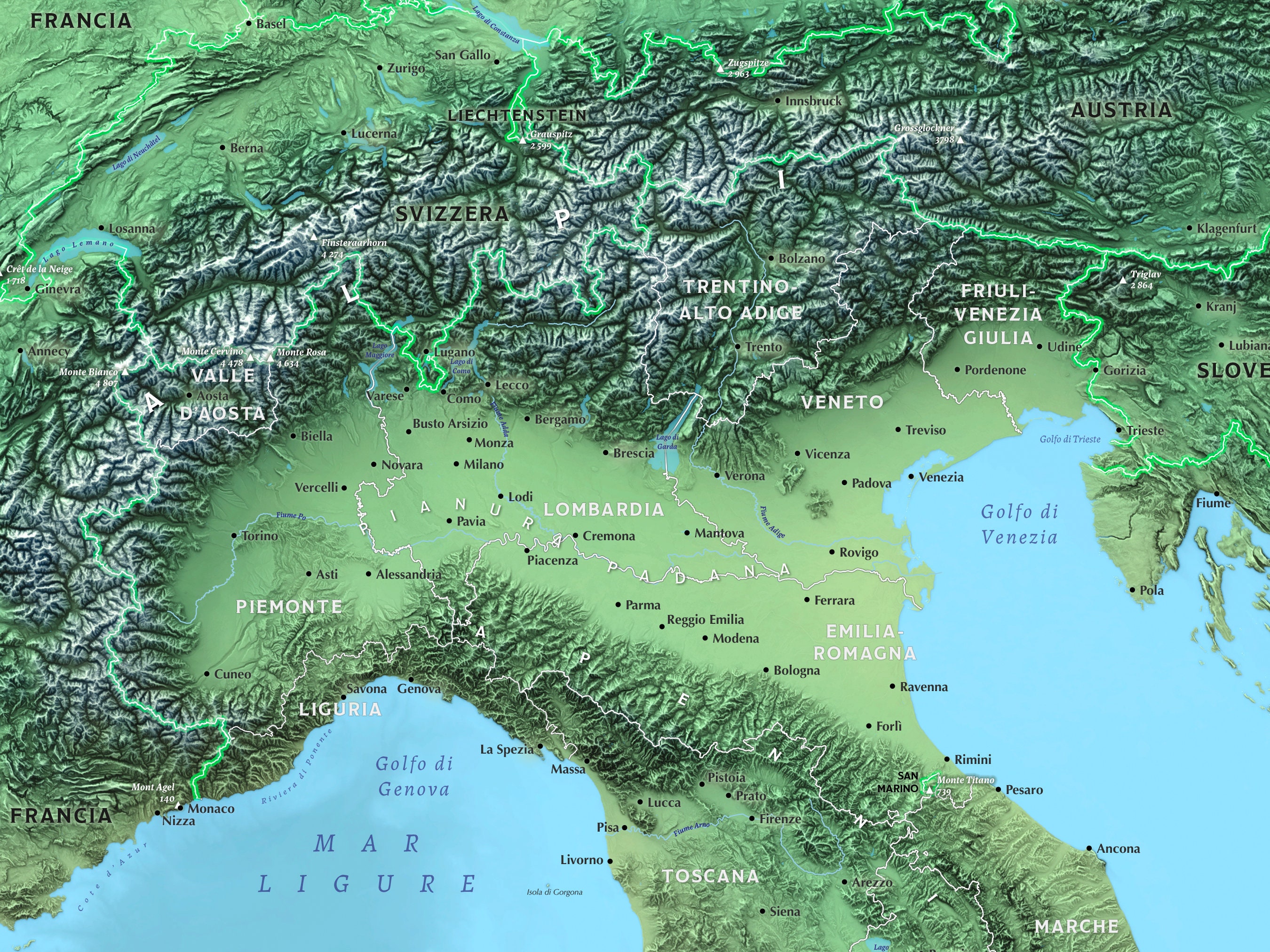 Italy Topographic Map, Map of Italy, Italy Decor, Italy Wall Map - Etsy