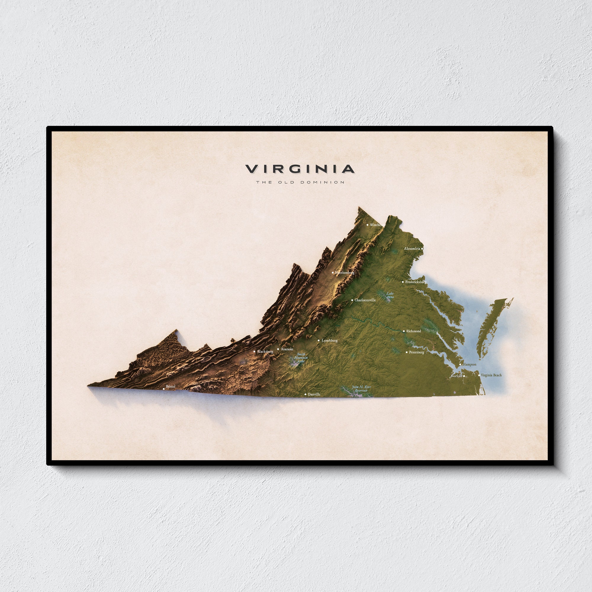 Virginia Vintage Style Poster Virginia Map Virginia Wall - Etsy