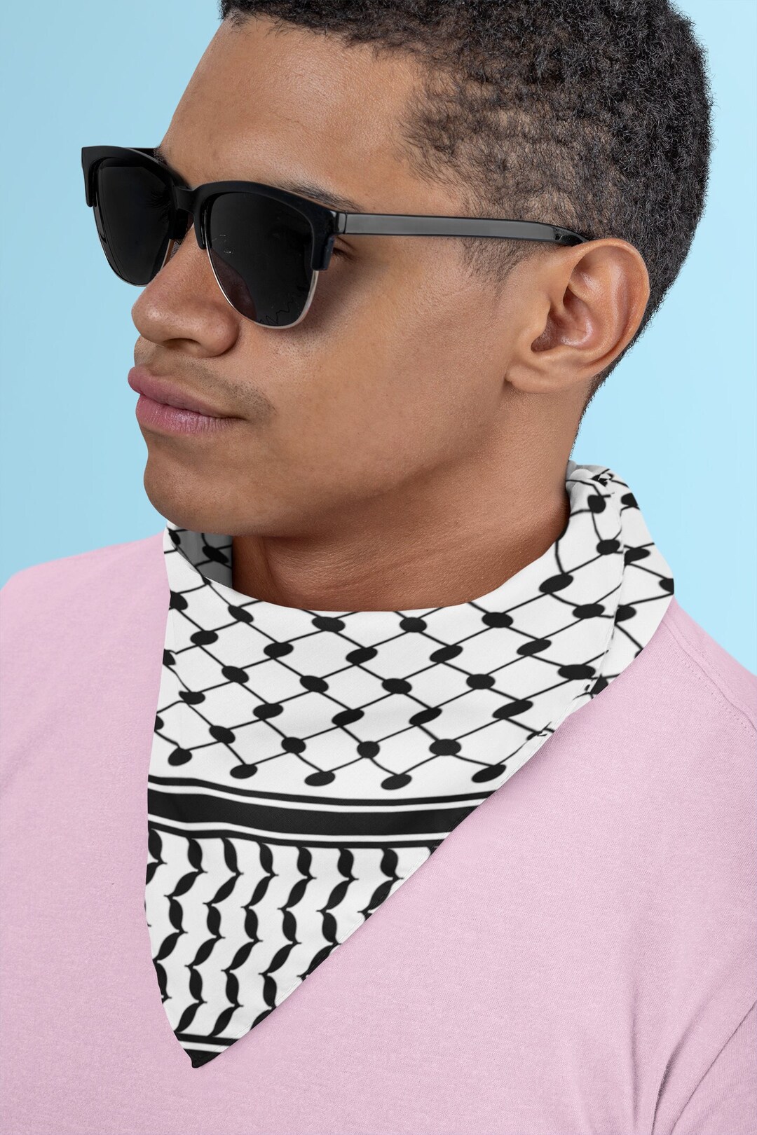 Keffiyeh Bandana Black and White Hirbawi Hatta Shemagh - Etsy