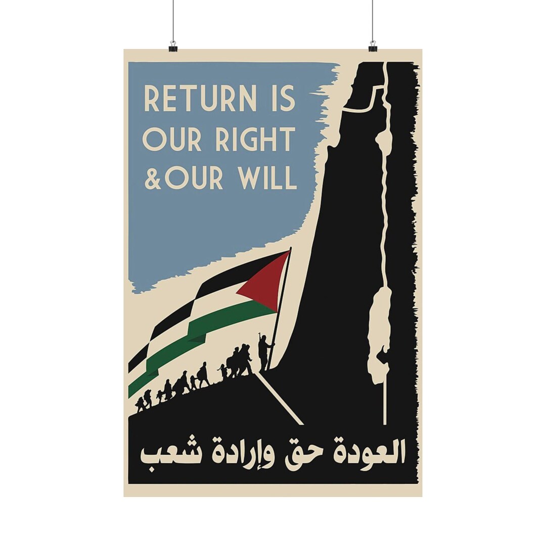 Palestine Map Poster, Palestinian Flag Right of Return Calligraphy ...