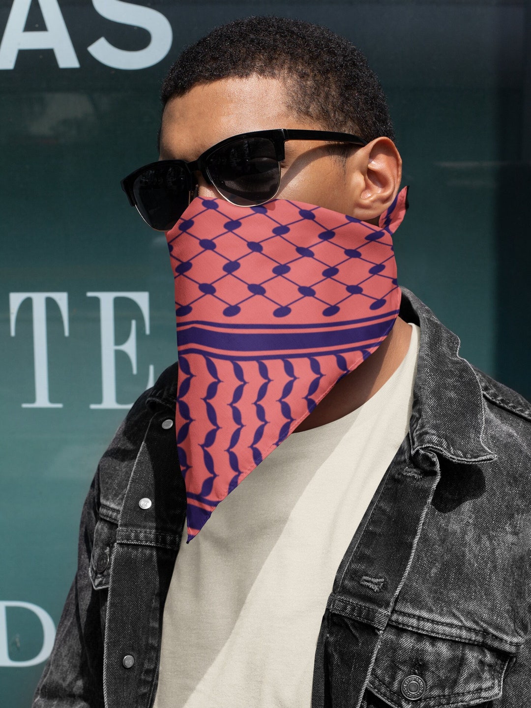 Keffiyeh Bandana Red and Black Hirbawi Palestinian Pattern Hatta Scarf ...