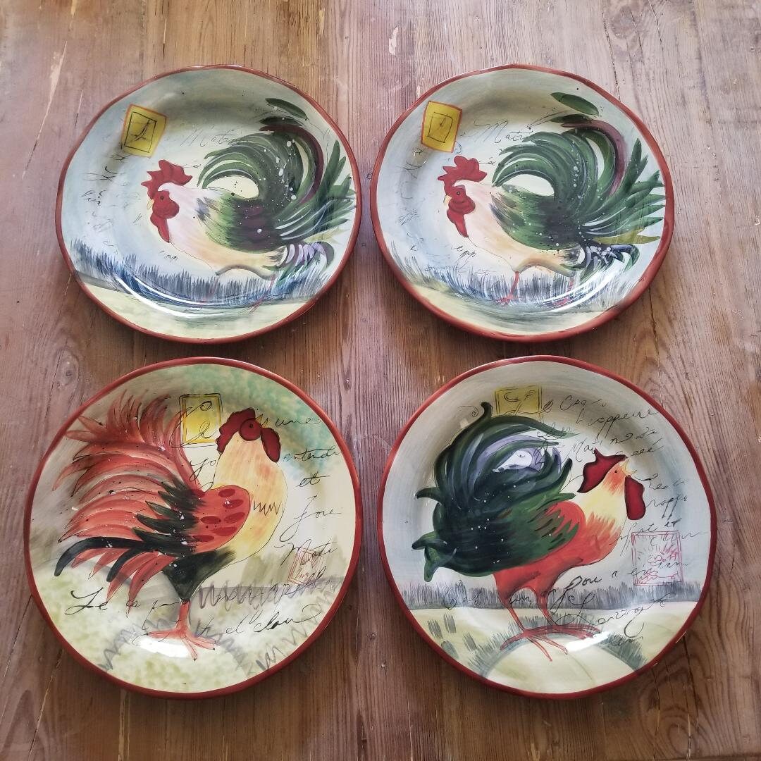 4 Certified International Susan Winget Le Rooster Dinner Plates 11 ...