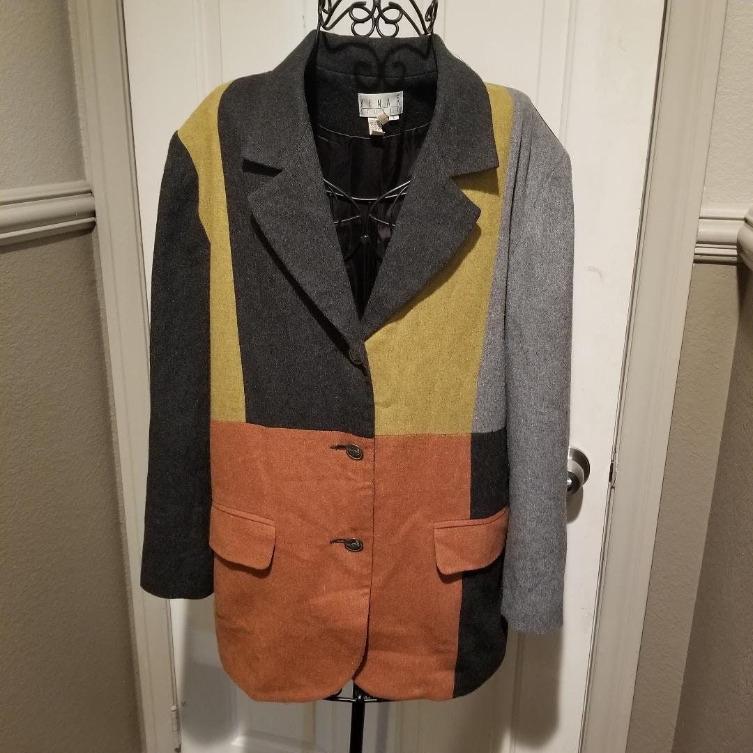 Vintage Kenar Studio Patchwork Color Block Blazer Jacket Lined - Etsy