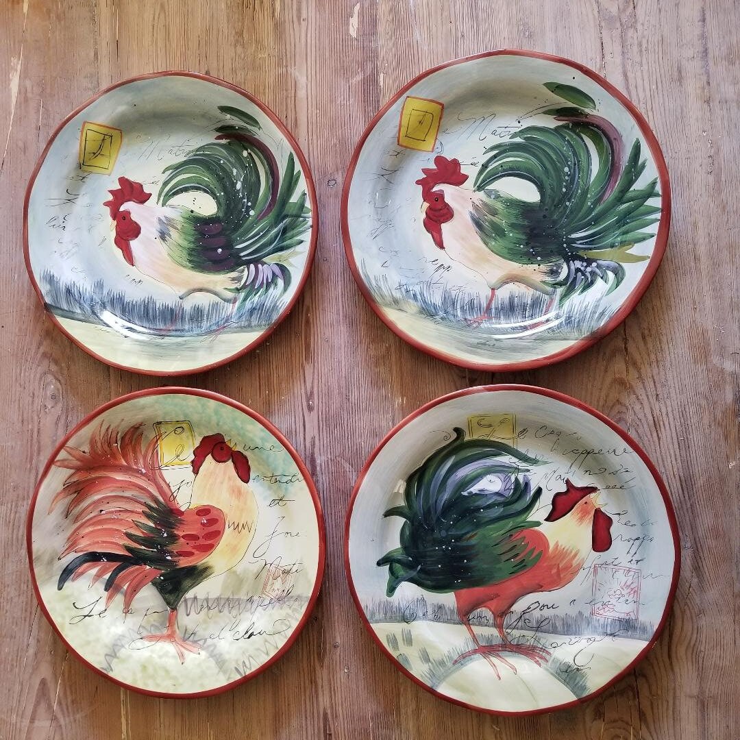 4 Certified International Susan Winget Le Rooster Dinner Plates 11 ...