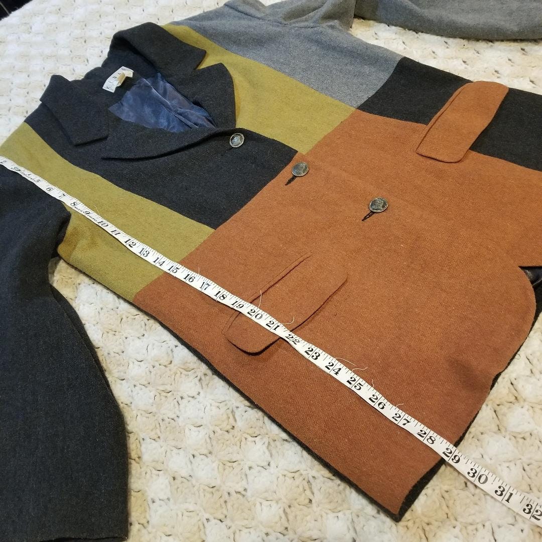 Vintage Kenar Studio Patchwork Color Block Blazer Jacket Lined - Etsy