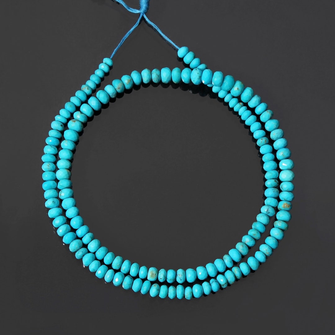 Sleeping Beauty Turquoise Faceted Rondelle Beads, Arizona Turquoise, 8 ...