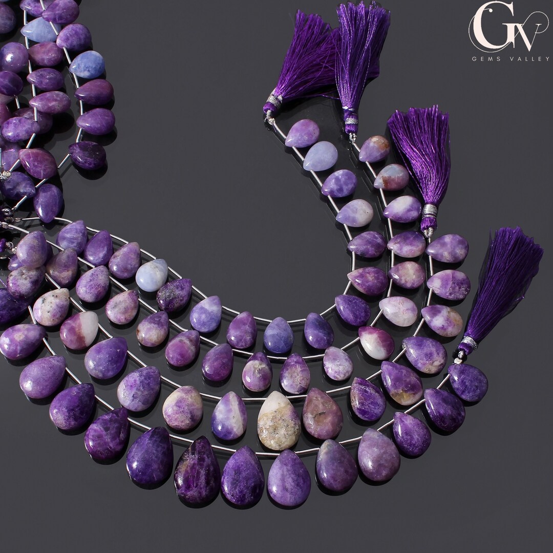 Natural Hackmanite Pear Beads, Rare Purple Hackmanite Pear Drop Beaded ...