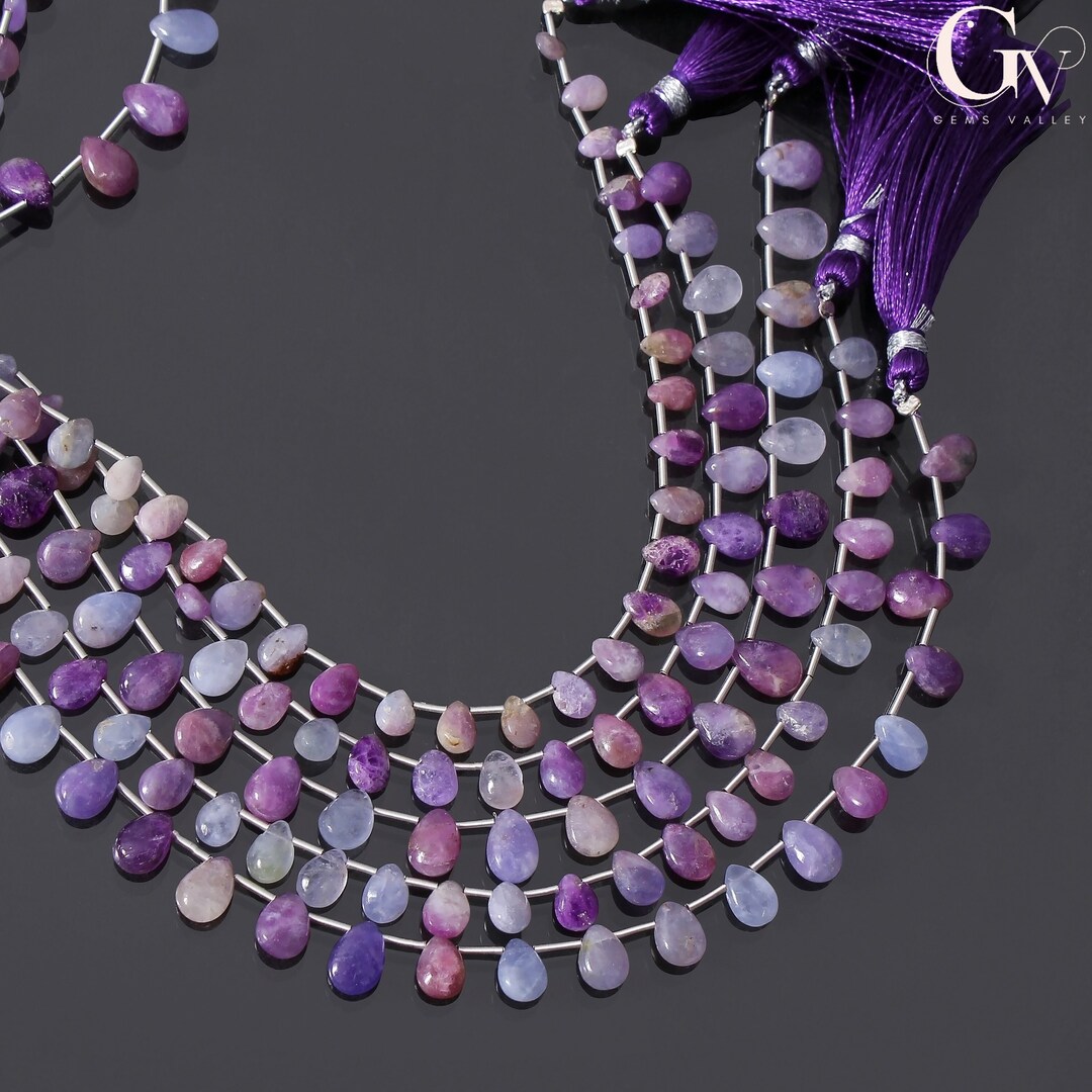 Rare Hackmanite Pear Drops Briolette Beads, Purple Hackmanite Gemstone ...