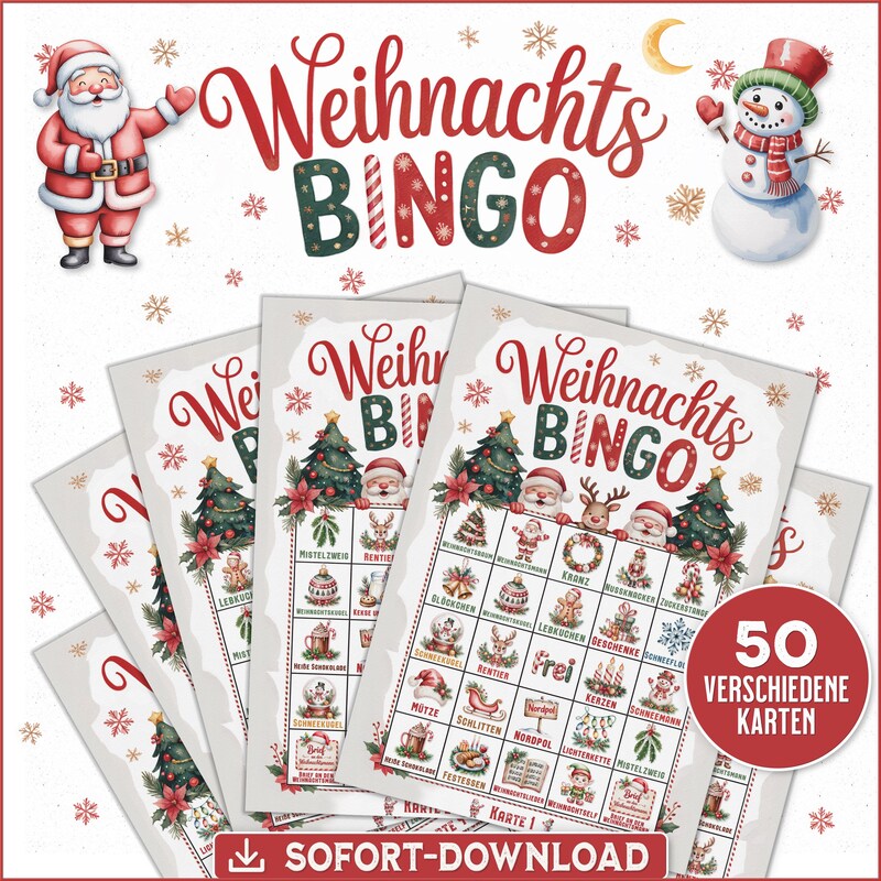 Weihnachten bingo ausdrucken - Etsy.de