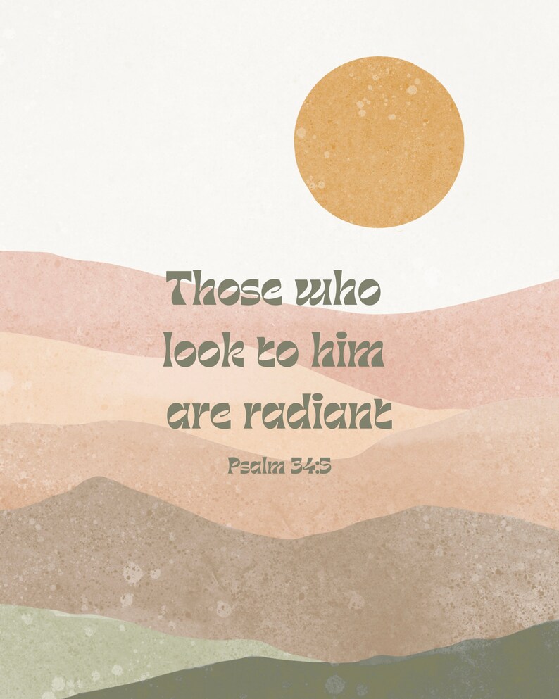 Desert Printable, Bible Verse Decor, Psalm 34:5, Instant Download ...
