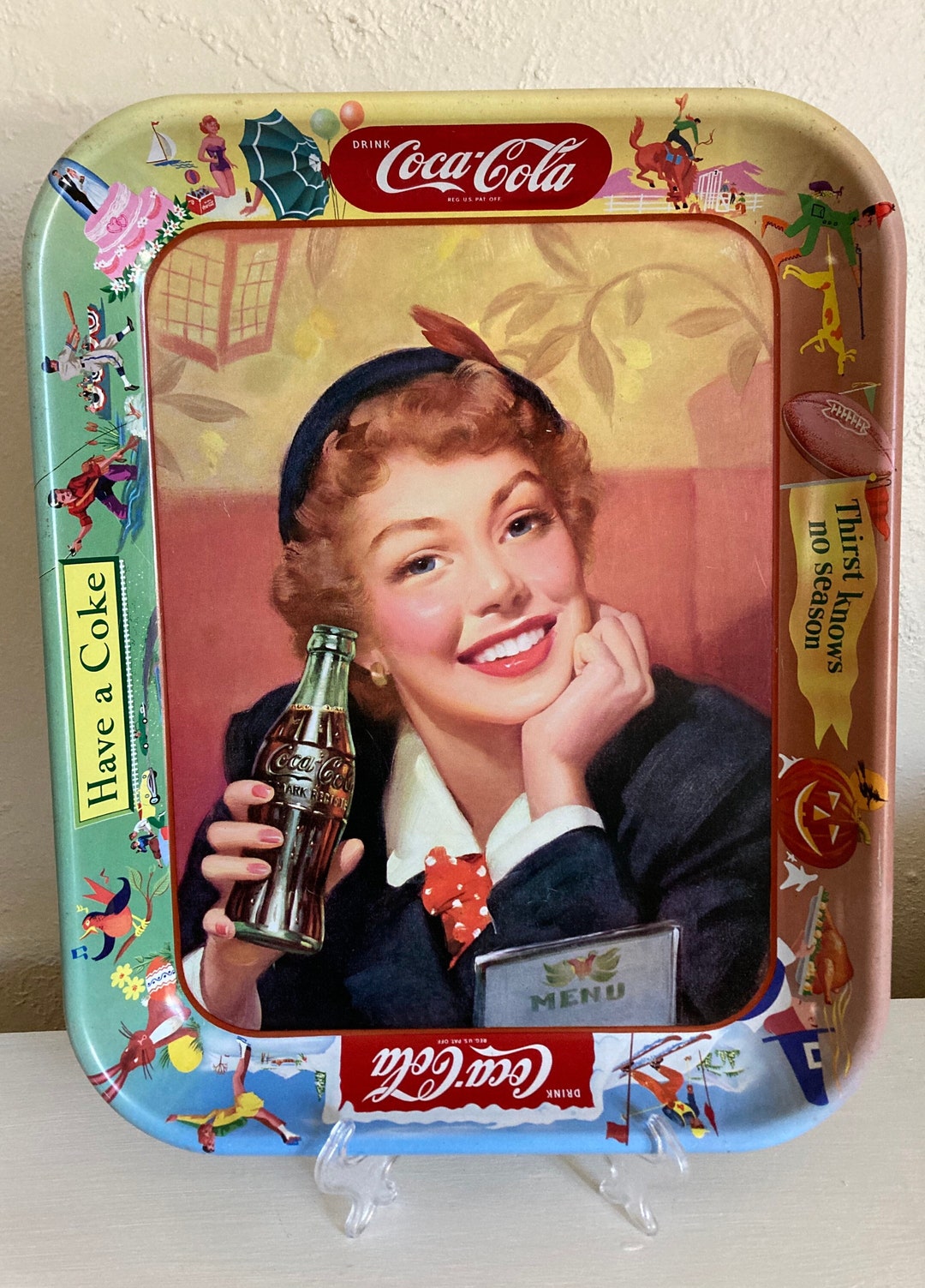 Coca Cola Advertising Tray “thirst Knows No Season” Vintage Original ...