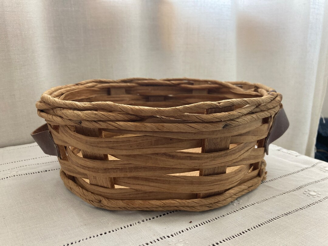 Pyrex Serving Basket Round With Leather Handles - Etsy