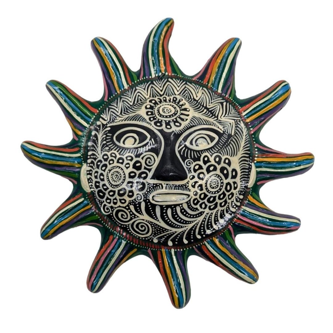 Talavera Handpainted Clay Sun Face Pottery Mexico - Etsy