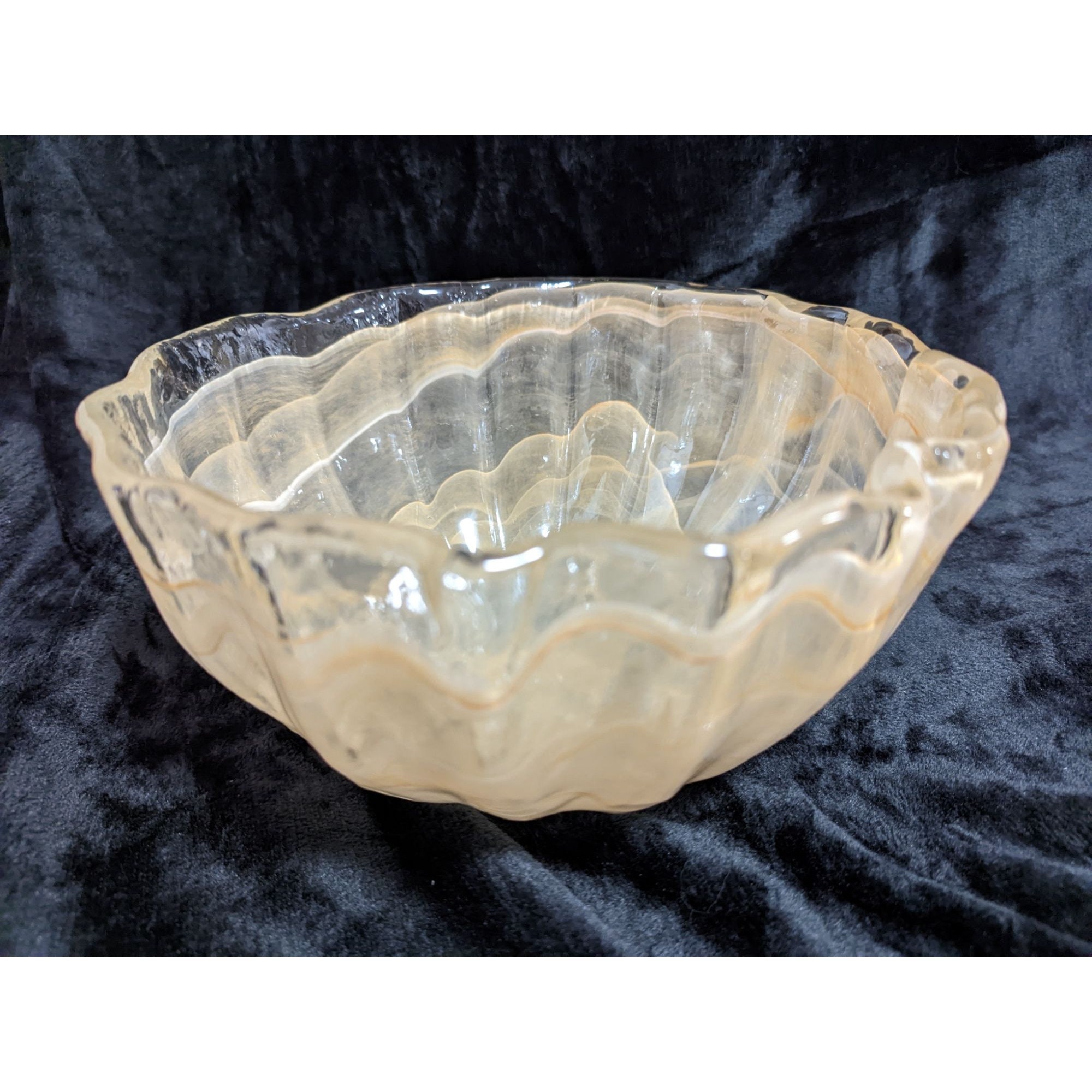 Peach Ribbon Style Glass Bowl Hand Blown Functional Art Lavorazione ...