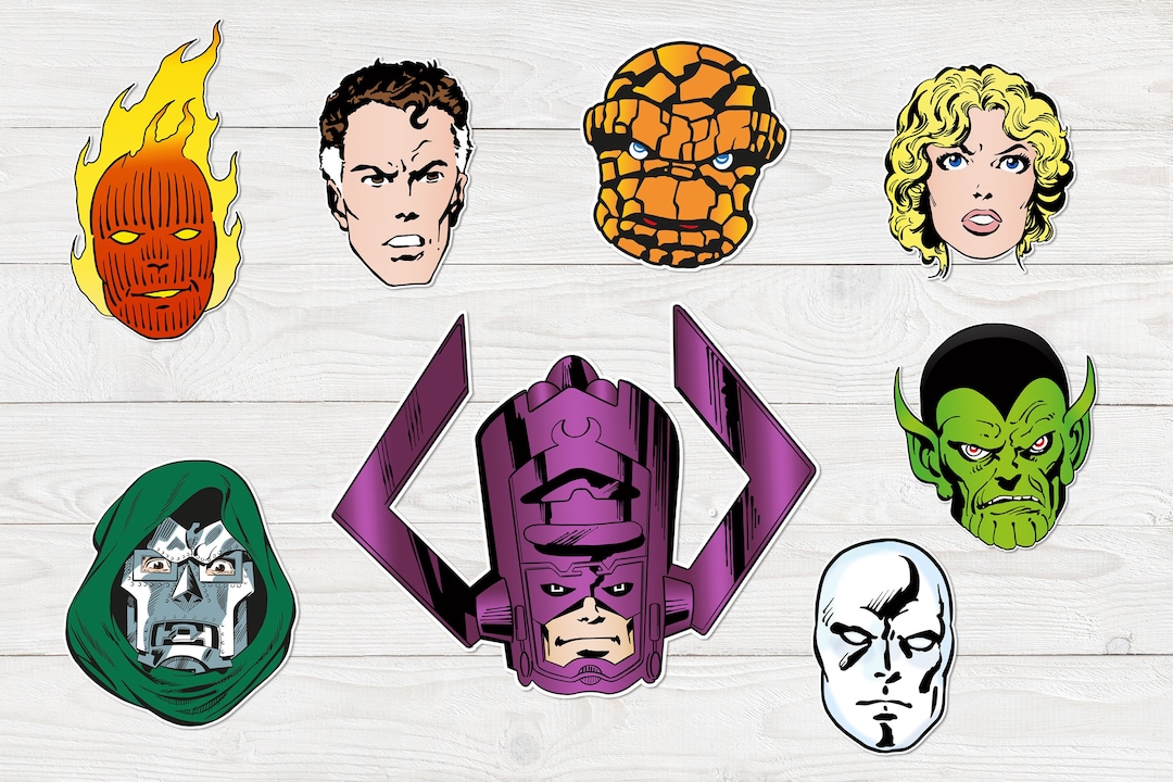 Marvel Comics Stickers: Retro Fantastic Four & Villains Set - Etsy