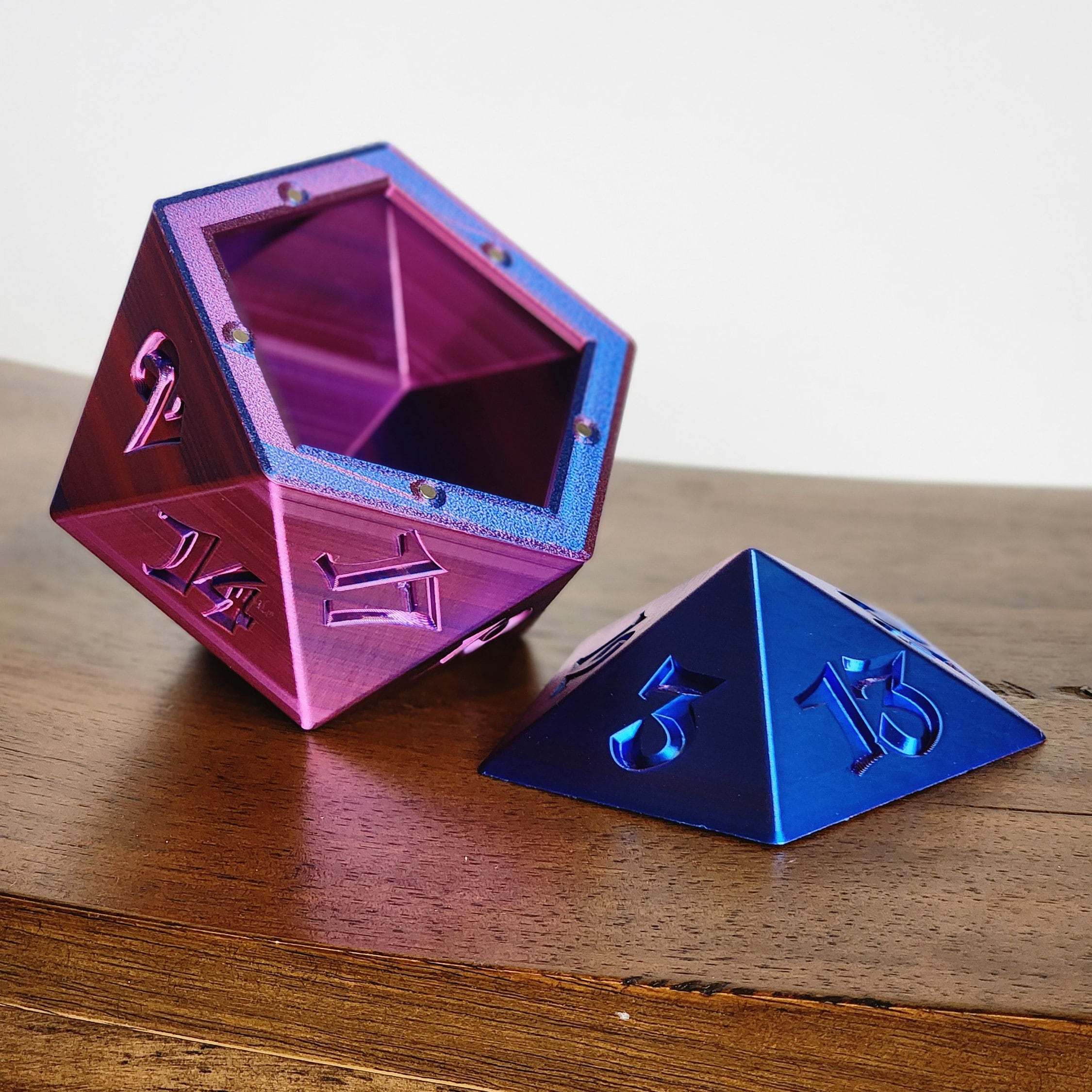 D20 Dice Container Chromatic Blue and Pink - Etsy