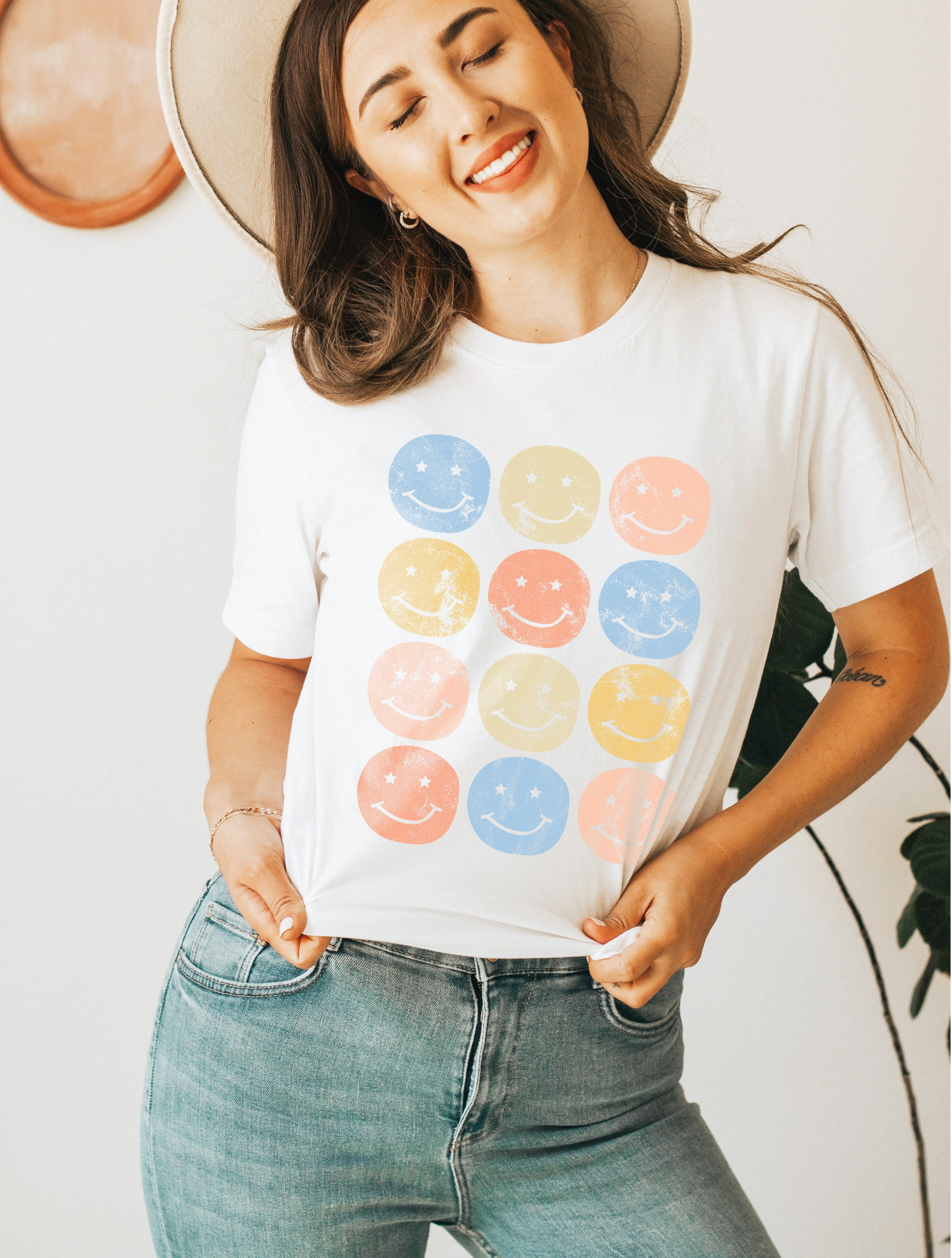 Smiley Face Shirt, Preppy Shirt, Vintage Shirt, Happy Face Shirt, Retro ...