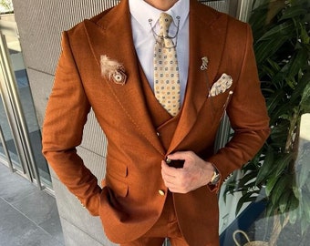 Men Rust Suit Rustic Beach Wedding Suitrustic Groomsmen - Etsy