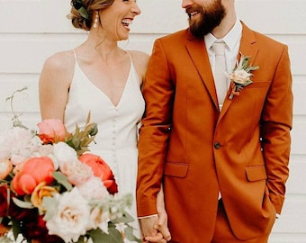 Men Rust Suit, Rustic Beach Wedding Suit,rustic Groomsmen Suit, Gift ...