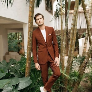 Men Rust 2 Piece Suit, Rustic Beach Wedding Suit,rustic Groomsmen Suit ...