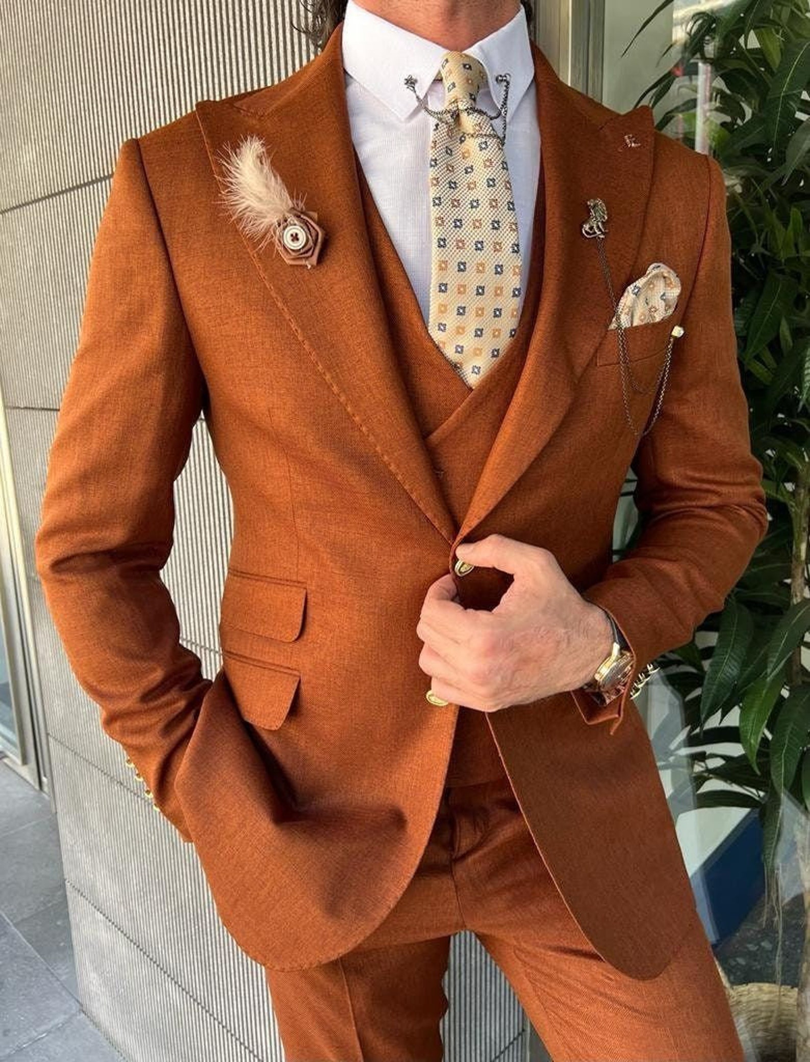 Men Rust Suit Rustic Beach Wedding Suitrustic Groomsmen - Etsy