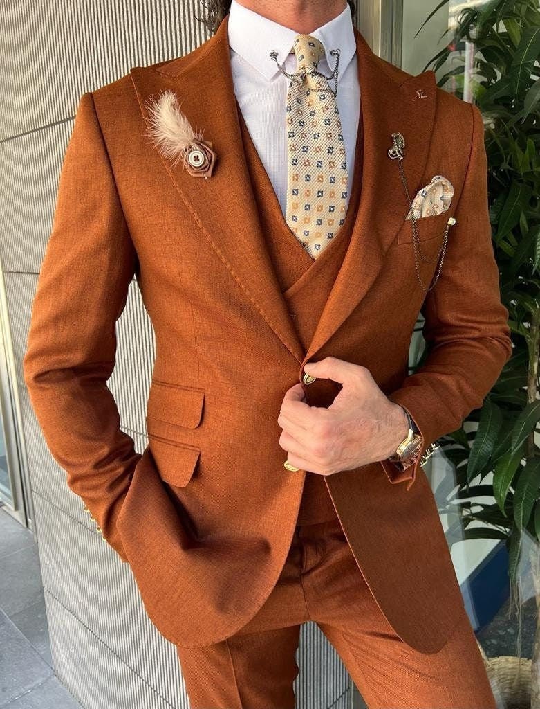 Men Rust Suit Rustic Beach Wedding Suitrustic Groomsmen - Etsy
